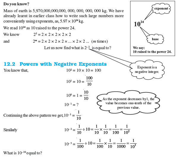 NCERT Book Class 8 Maths Exponents and Powers